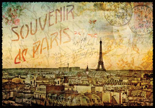 Carte Postale Paris Vintage - La Tour Eiffel et les Toits PPOF 048 ...