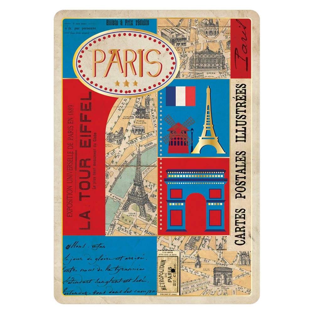 Carte Postale Paris Souvenir Dorure à Chaud - Paris Illustré - Emmanuel ...